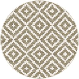 Teppich my home "Ronda Wendeteppich" Teppiche Gr. Ø 200 cm, 5 mm, 1 St., beige (linen) Sisal-Optik, Flachgewebe, In- und Outdoor, geometrisches Boho Design