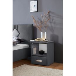 Nachtkonsole Westfalia Schlafkomfort "Brilon" Sideboards Gr. B/H/T: 45 cm x 53 cm x 45 cm, Ohne LED-Beleuchtung, 1, Strukturstoff, schwarz (charcoal, schieferoptik anthrazit) wahlweise mit indirekter LED-Beleuchtung