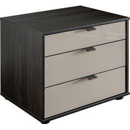 Nachtkonsole Wiemann "Quito" Sideboards Gr. B/H/T: 60 cm x 48 cm x 43 cm, 3, braun (eiche, mocca, nachbildung, glas kieselgrau) vormontiert, inkl. Dämpfung