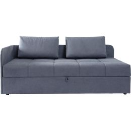 Schlafsofa Alina "Marla", blau (denimblau eqe 16), B:205cm H:73cm T:95cm, Chenille EQE (100% Polyester), Sofas, Schlafsofa, inkl. Stauraum & 2 R&uuml;ckenkissen, Armlehne wahlweise links oder rechts