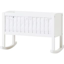 Stubenbett Hoppekids, weiß (weiß mit nest mit schaummatratze), B:86cm H:62,5cm T:47cm, Holz teilmassiv, Babybetten, umbaubar zu Sitzbank, wahlweise mit Matratze & Zubehör