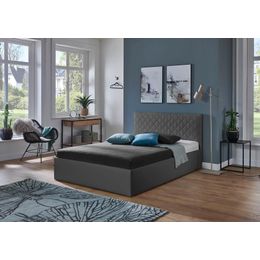 Polsterbett "Danzig", grau (anthrazit), L:210cm, Bezug: Kunstleder 100% Polyurethan, Polsterung: Polsterwatte, Material Gestell: gepolsterter Holzwerkstoff, Westfalia Schlafkomfort, Betten, wählweise mit Bettkasten, Härtegrade H2,H3 & H4 wählbar