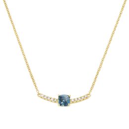 Collier Luigi Merano "mit Edelstein & Brillanten, Gold 585" Halsketten Gr. 45 cm, Gelbgold 585, blau Damen