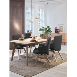 Polsterstuhl stressless "Laurel", grau (rock paloma, schwarz), B:58cm H:92cm T:59cm, Leder PALOMA: PALOMA ist ein durchgefärbtes Semianilin-Möbelleder mit natürlicher Narbung., Stühle, Low Back mit Armlehne, Größe L, mit schräggestellten Beinen in Schwarz