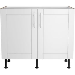 Spülenschrank Optifit "Ahus" Schränke Gr. B/H/T: 100 cm x 87 cm x 58,4 cm, 2 St., braun (weiß matt, wildeiche nachbildung) Breite 100 cm