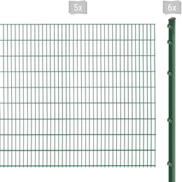 Arvotec Doppelstabmattenzaun "EXCLUSIVE 183 zum Einbetonieren" Zaunelemente Zaunhöhe 183 cm, Zaunlänge 2 - 60 m Gr. H/L: 183cm x 10 m, Pfosten: 6 St., grün (dunkelgrün)