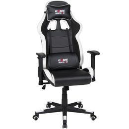 Gaming-Stuhl Duo Collection "Game-Rocker G-10" Stühle Gr. B/H/T: 66 cm x 125 cm x 66 cm, Kunstleder-Netzstoff, Gaming-Chair + Kunststoff-Polypropylen, schwarz (schwarz, weiß, schwarz)