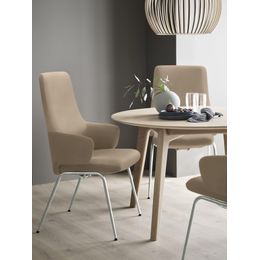 Polsterstuhl stressless "Laurel", braun (almond paloma, chrom matt), B:58cm H:105cm T:60cm, Leder PALOMA: PALOMA ist ein durchgefärbtes Semianilin-Möbelleder mit natürlicher Narbung., Stühle, High Back mit Armlehne, Größe L, mit Beinen aus Stahl in Chrom matt