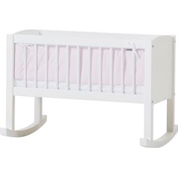 Stubenbett Hoppekids, rosa (weiß, rosa mit nest mit schaummatratze), B:86cm H:62,5cm T:47cm, Holz teilmassiv, Babybetten, umbaubar zu Sitzbank, wahlweise mit Matratze & Zubehör