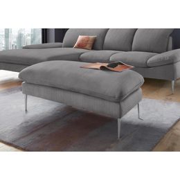 Hocker W.Schillig "enjoy&MORE", grau (dolphin r66), B:106cm H:45cm T:71cm, Chenille-Flachgewebe R66 (85% Polyester, 15% Nylon), Longlife Xtra-Leder Z59: Glattleder mit modischer Prägung. Hautstärke 0, 9 - 1, 1 mm, Stoff S37 (100% Polyester), Hocker, Füße Chrom glänzend, Breite 106 cm