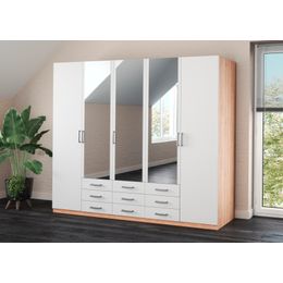 Kleiderschrank Priess "Amsterdam" Schränke Gr. B/H/T: 230 cm x 193 cm x 56 cm, ohne Beleuchtung, 5 St., braun (artisan eiche, weiß) mit oder ohne LED-Beleuchtung