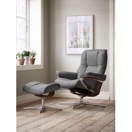 Fußhocker stressless "Mayfair" Hocker Gr. B/H/T: 55 cm x 41 cm x 39 cm, Microfaser DINAMICA, Cross Base Braun, grau (dark grey dinamica) mit Cross Base, Größe S, M & L, Holzakzent Braun