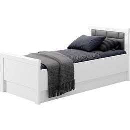 Einzelbett Priess "Arnsberg", weiß (lichtweiß, anthrazit), B:108 L:208, Betten, Kinder-Einzelbett Jugendbett Bettgestell, Komfortliegehöhe