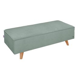 Hocker Tom Tailor HOME "NORDIC CHIC" Gr. B/H/T: 137cm x 42cm x 61cm, Samtstoff STC, grün (celadon stc 3) Polsterhocker mit Kedernaht, Breite 137 cm, Füße Buche natur