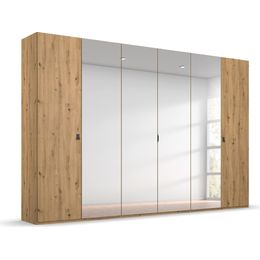 Drehtürenschrank Rauch "Evela" Schränke Gr. B/H/T: 301 cm x 223 cm x 61 cm, 6 St., braun (eiche artisan) Mitteltüren Spiegel sowie moderne Griffe im Industrial-Look