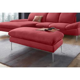 Hocker W.Schillig "enjoy&MORE", rot (ruby rot z59), B:106cm H:45cm T:71cm, Chenille-Flachgewebe R66 (85% Polyester, 15% Nylon), Longlife Xtra-Leder Z59: Glattleder mit modischer Prägung. Hautstärke 0, 9 - 1, 1 mm, Stoff S37 (100% Polyester), Hocker, Füße Chrom glänzend, Breite 106 cm