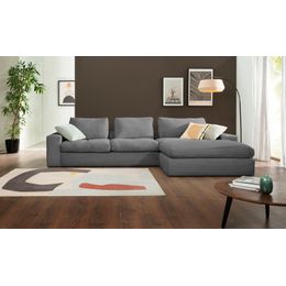 Ecksofa Alina "Sandy", grau (dunkelgrau gct 79), B:326cm T:180cm, Cord GCT (92% Polyester, 8% Nylon), Sofas, Ecksofa, mit Recamiere, in modernem Cordstoff