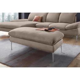 Hocker W.Schillig "enjoy&MORE", braun (stone z59), B:106cm H:45cm T:71cm, Chenille-Flachgewebe R66 (85% Polyester, 15% Nylon), Longlife Xtra-Leder Z59: Glattleder mit modischer Prägung. Hautstärke 0, 9 - 1, 1 mm, Stoff S37 (100% Polyester), Hocker, Füße Chrom glänzend, Breite 106 cm