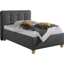 Polsterbett Maintal, grau (anthrazit), B:138cm L:210cm, Betten, Polsterbett ohne Bettkasten Polsterbett, inklusive Bettkasten