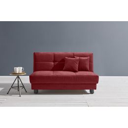 ell+ell Schlafsofa ELL + ELL "Tilda", rot (marsala), B:125cm H:90cm T:100cm, 100% Polyester, Sofas, Schlafsofa, Breite 125 cm, inkl. 2 Zierkissen