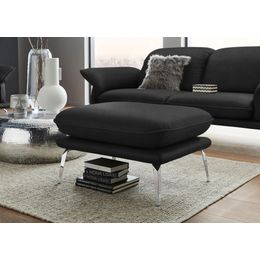 Hocker W.Schillig "sherry", schwarz (midnight w82), B:82cm H:42cm T:62cm, Flachgewebe W82 Q2 (74% Polyacryl, 26% Polyester), Chenillegewebe V34 (52% Polyester, 38% Baumwolle, 10% Polyacryl), Hocker, German Design Award 2018, Metallfüße in Chrom glänzend, Breite 82 cm