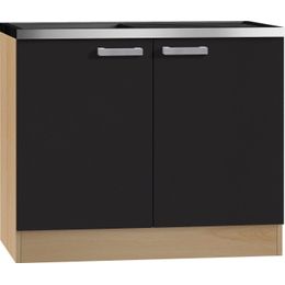 Spülenschrank Optifit "Odense 50" Schränke Gr. B/H/T: 100 cm x 85 cm x 50 cm, 2 St., grau (anthrazit, buche) 100 cm breit, 50 tief, inkl. Spülenauflage