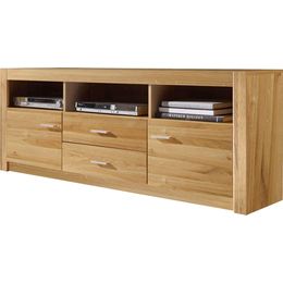 TV-Schrank Inosign "HARTFORD" Schränke Gr. B/H/T: 163,0 cm x 60,7 cm x 46,8 cm, Manuell, 2 St., Basisausführung, braun (asteiche massiv geölt, newcastle eiche) TV-Sideboard Breite ca. 163 cm