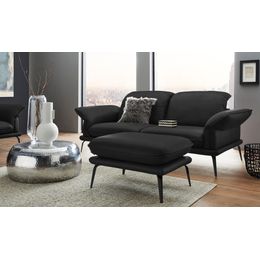 Hocker W.Schillig "sherry", schwarz (midnight w82), B:82cm H:42cm T:62cm, Flachgewebe W82 Q2 (74% Polyacryl, 26% Polyester), Chenillegewebe V34 (52% Polyester, 38% Baumwolle, 10% Polyacryl), Hocker, Metallfüße in Schwarz pulverbeschichtet, Breite 82 cm