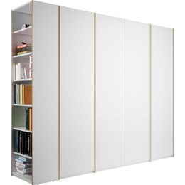 Müllermöbel Drehtürenschrank MÜLLER SMALL LIVING "Modular Plus Variante 5" Schränke Gr. H/T: 221 cm x 60 cm, 4 St., weiß (weiß, birke) inklusive links oder rechts montierbarem Anbauregal