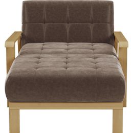 Sit & More Recamiere SIT & MORE "Billund", braun (nougat), B:109cm H:88cm T:185cm, 100% Polyester, Sofas, Armlehnen aus eichefarbigem Buchenholz, verschiedene Bezüge und Farben
