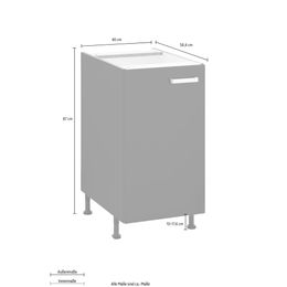 Unterschrank Optifit "Parma" Schränke Gr. B/H/T: 40 cm x 87 cm x 58,4 cm, 1 St., Komplettausführung, grau (anthrazit) Breite 40 cm