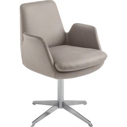 K+w Komfort & Wohnen Drehstuhl K+W KOMFORT & WOHNEN "Cube", grau (stahl 85, edelstahloptik), B:63cm H:84cm T:65cm, Stühle, Drehstuhl Esszimmerstuhl, Rückholfunktion, Untergestell Edelstahloptik