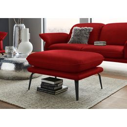 Hocker W.Schillig "sherry", rot (lightbrick w82), B:82cm H:42cm T:62cm, Flachgewebe W82 Q2 (74% Polyacryl, 26% Polyester), Chenillegewebe V34 (52% Polyester, 38% Baumwolle, 10% Polyacryl), Hocker, Metallfüße in Schwarz pulverbeschichtet, Breite 82 cm