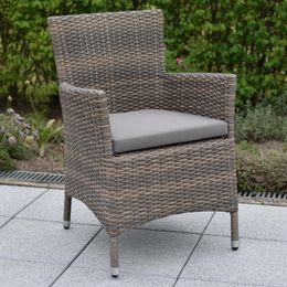 Gartensessel Merxx "Teneriffa" Sessel Gr. B/H/T: 61 cm x 84 cm x 61 cm, beige (beige, grau) 2er Set, Polyrattan, inkl. Sitzkissen