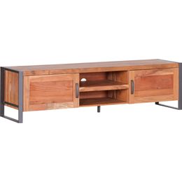 Lowboard GUTMANN FACTORY "Alvara" Sideboards Gr. B/H/T: 170 cm x 46 cm x 42 cm, grau (natur, anthrazit) mit Rattan Geflecht oder Massivholz Front wechselbar