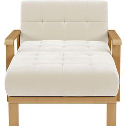 Sit & More Recamiere SIT & MORE "Billund", beige (elfenbein), B:109cm H:88cm T:185cm, 100% Polyester, Sofas, Armlehnen aus eichefarbigem Buchenholz, verschiedene Bezüge und Farben