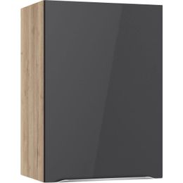 Hängeschrank Optifit "Aken" Schränke Gr. B/H/T: 50 cm x 70,4 cm x 34,6 cm, grau (anthrazit hochglanz, wildeiche nachbildung)