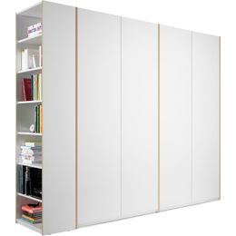 Müllermöbel Kleiderschrank MÜLLER SMALL LIVING "Modular Plus Variante 4" Schränke Gr. H/T: 221 cm x 60 cm, 4 St., weiß (weiß, birke) durchgehender Boden, Anbauregal wahlweise links oder rechts montierbar