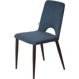 Polsterstuhl Tom Tailor HOME "T-VELVET CHAIR" Stühle Gr. B/H/T: 56 cm x 86 cm x 48 cm, 2 St., Samtstoff STC, Metall, blau (ink blue stc 6, schwarz)