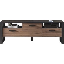 TV-Schrank Inosign "NORDI" Schränke Gr. B/H/T: 180,3 cm x 62,6 cm x 43,1 cm, Soft Close, Basisausführung, schwarz (okapi nuss und schwarz) TV-Lowboard Breite ca. 180,3 cm