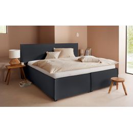 Polsterbett "Isaline", grau (anthrazit), B:213cm L:213cm, 100% Polyester, LeGer Home by Lena Gercke, Betten, Polsterbett ohne Bettkasten Polsterbett, wahlweise ohne Matratze oder mit 3 Matratzenarten, Kopfteilhöhe 107 cm