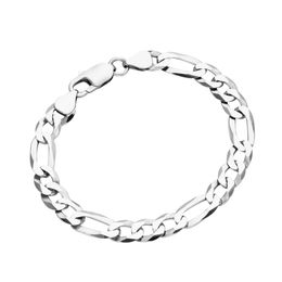 Armband Smart Jewel "Figarokette 3/1 diamantiert, massiv, Silber 925" Armbänder Gr. 21 cm, Silber 925 (Sterlingsilber), silberfarben (silber) Damen