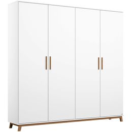 Drehtürenschrank Rauch "Carlsson" Schränke Gr. B/H/T: 181 cm x 203 cm x 53 cm, 4 St., weiß (weiß, eiche massiv)