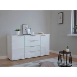 Kombikommode Wiemann "Monaco" Sideboards Gr. B/H/T: 141 cm x 70 cm x 43 cm, 4 St., weiß (weiß, glas weiß) mit Glasfront, vormontiert