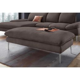 Hocker W.Schillig "enjoy&MORE", braun (braun r66), B:151cm H:45cm T:71cm, Chenille-Flachgewebe R66 (85% Polyester, 15% Nylon), Longlife Xtra-Leder Z59: Glattleder mit modischer Prägung. Hautstärke 0, 9 - 1, 1 mm, Stoff S37 (100% Polyester), Hocker, Füße Chrom glänzend, Breite 151 cm