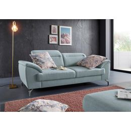 Sit & More 2,5-Sitzer SIT & MORE "Percy", blau (aqua), B:207cm T:112cm, Sofas, 15 cm Fu&szlig;h&ouml;he, Sitztiefenverstellung, wahlweise Kopfteilverstellung