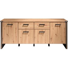 Sideboard Home Affaire "Mia", braun (artisan eiche nachbildung, matera nb), B:207cm H:88cm T:42cm, FSC-zertifizierter Holzwerkstoff, Sideboards, Echtholzoptik, Eiche, 207 cm breiter Schrank