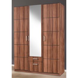 Kleiderschrank Priess "Bilbao", braun (nussbaumfarben), B:140cm H:193cm T:54cm, Holzwerkstoff, Schränke, Drehtürenschrank Kleiderschrank, Türanschlag links oder rechts