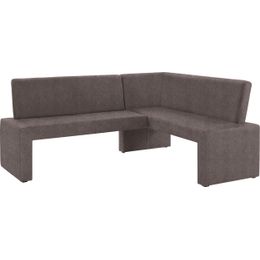 Eckbank Home Affaire "Barcelona", braun (dunkelbraun (capulet 4007)), B:200cm H:88cm T:160cm, Massivholz, Holzwerkstoff, Polyester, Sitzbänke, In verschiedenen Stoffen und Farben