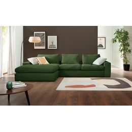 Ecksofa Alina "Sandy", gr&uuml;n (olivgr&uuml;n gct 333), B:326cm T:180cm, Cord GCT (92% Polyester, 8% Nylon), Sofas, Ecksofa, mit Recamiere, in modernem Cordstoff